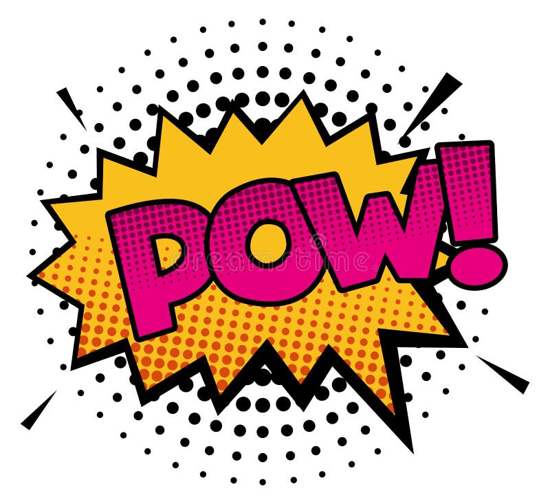 Pow Splash Bubble in Color Comic Style with Halftone Shadow Stock ...