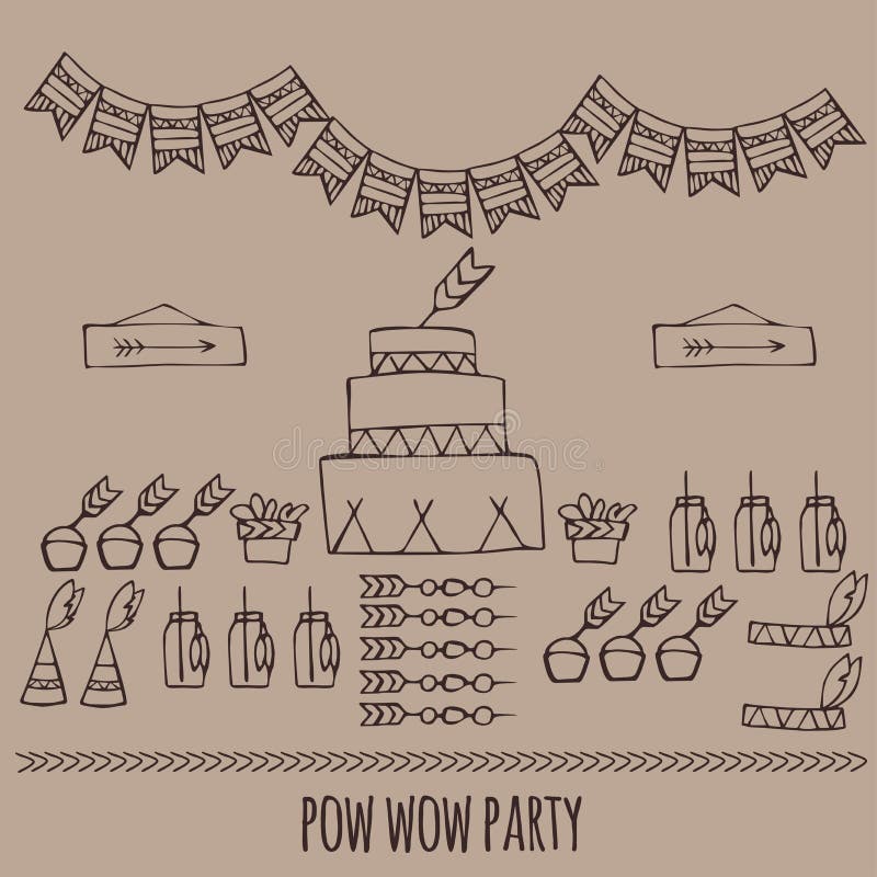 Pow wow. Indian party stock illustration. Illustration of feather ...