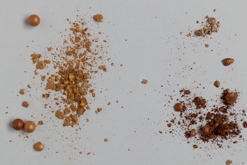 Powder or Blush of Bronze Color. Powder and Balls on a White Background ...