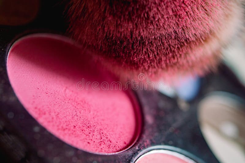 Powder Brush with Pink Blush Stock Photo - Image of cosmetics, colorful ...