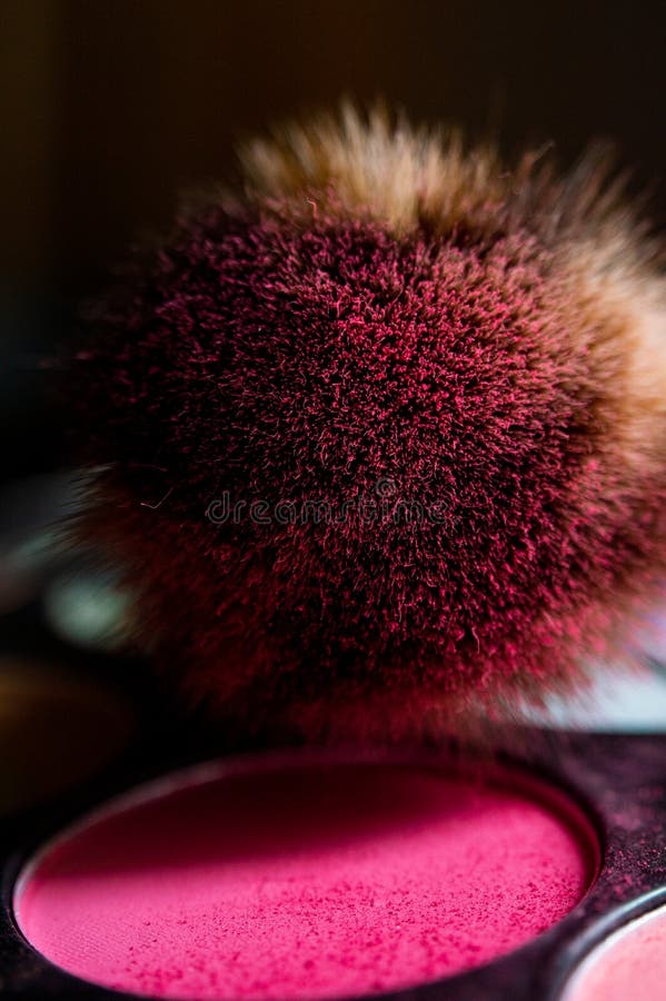 Powder Brush with Pink Blush Stock Photo - Image of closeup, beauty ...
