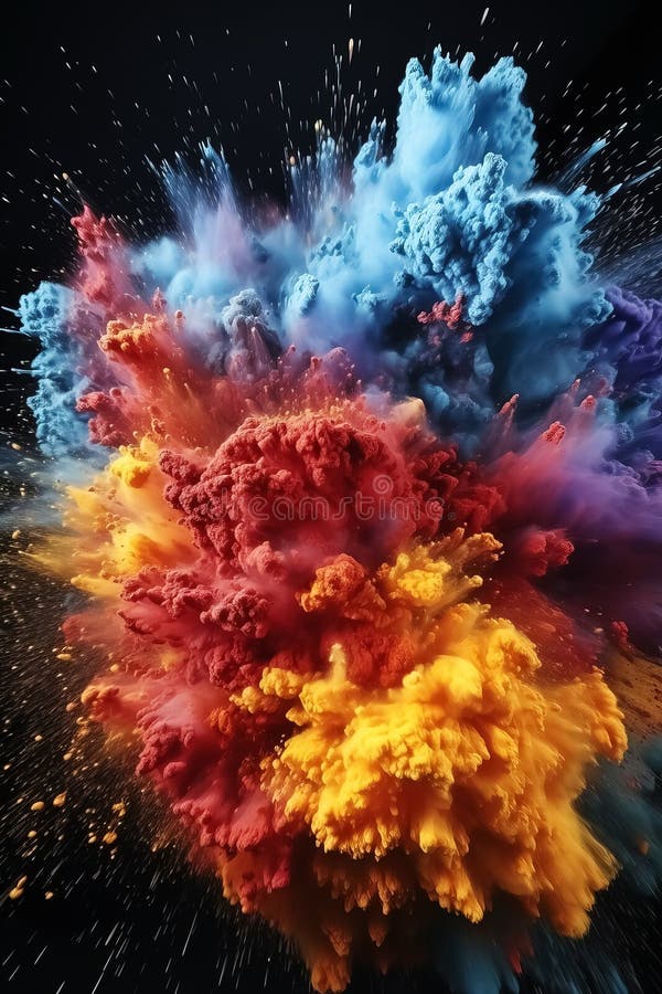 Powder Burst - Vivid Smoke Explosion. AI Generation Stock Image - Image ...