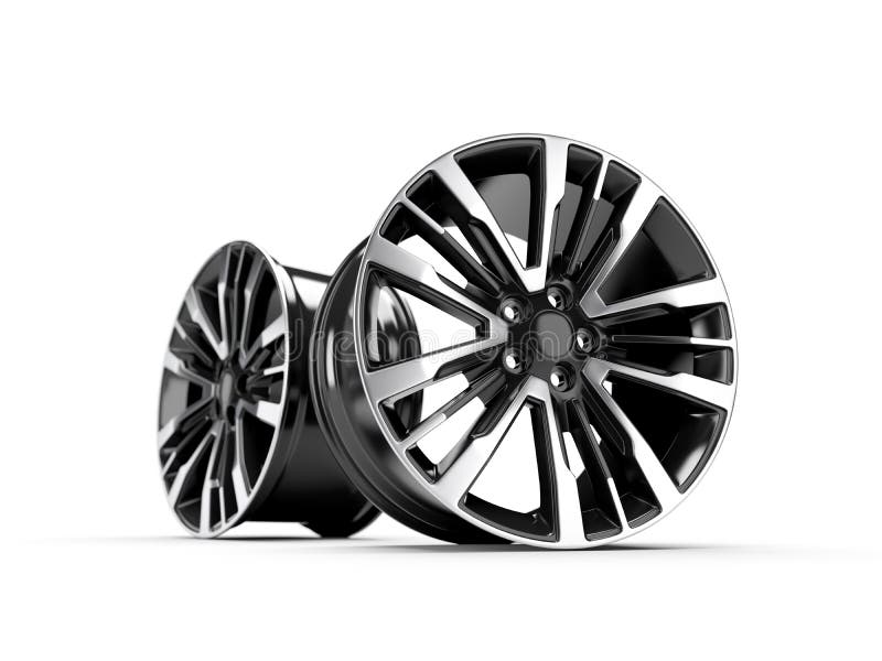 Powder Coating of Black Wheel Disk on White Background. 3D Rendering ...