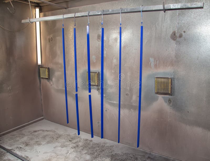 Powder Coating of Blue Metal Details Stock Photo - Image of blue ...