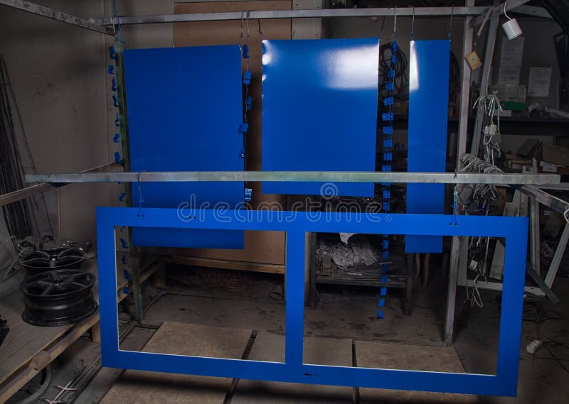 Powder Coating and Drying of Metal Items Stock Image - Image of ...