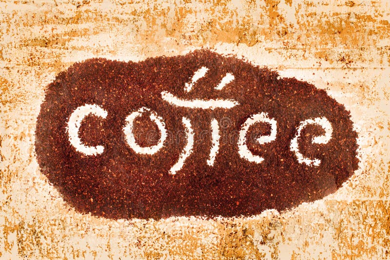 Powder of Coffee Bean on Old Wall Textured Background. Stock Image ...