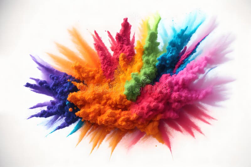 Powder Colors Explosion on White Background Stock Illustration ...