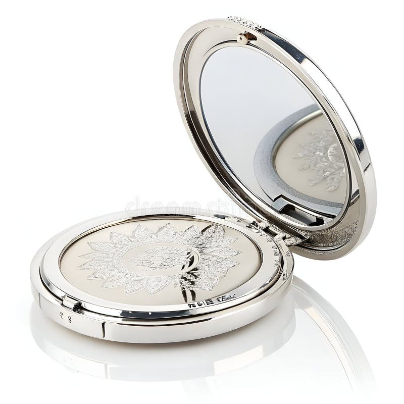 Powder Compact with Mirror stock illustration. Illustration of face ...
