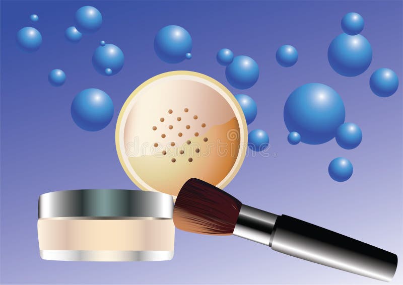 Powder and cosmetic brush. stock vector. Illustration of product - 17260503