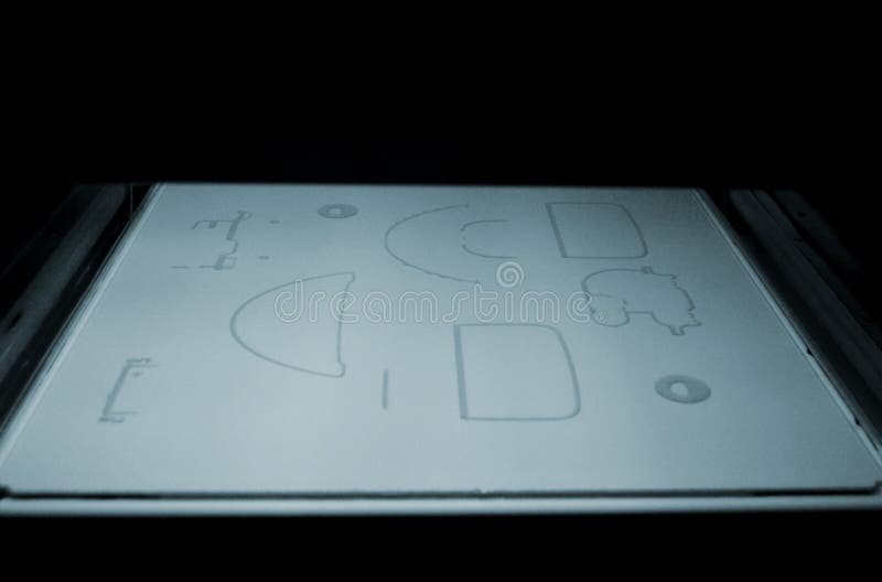 Powder 3D Printer Printing Models from White Powder Polyamide Close-up ...