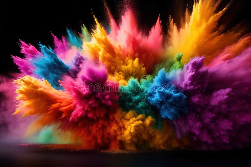 Powder Explosion Burst of Rainbow Spectrum Colors Stock Illustration ...