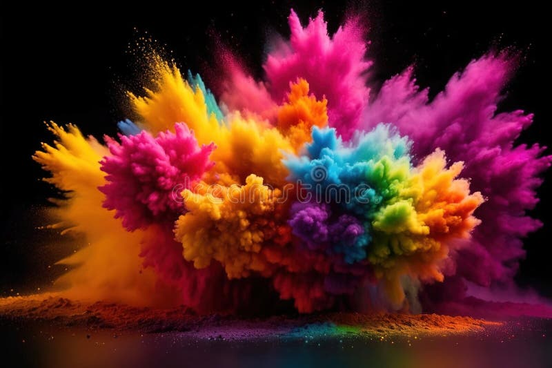 Powder Explosion Burst of Rainbow Spectrum Colors Stock Illustration ...