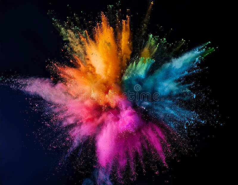 Powder Explosion Captured As Colors Mix Mid-air Stock Illustration ...