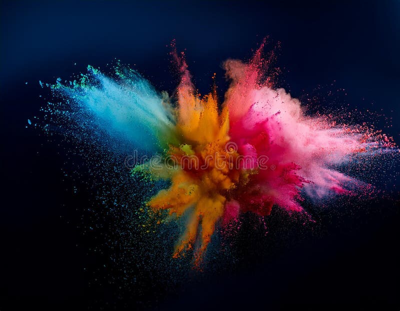 Powder Explosion Captured As Colors Mix Mid-air Stock Illustration ...