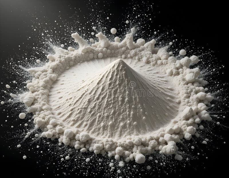 Powder Explosion with a Central Mound on Black Background Stock Photo ...