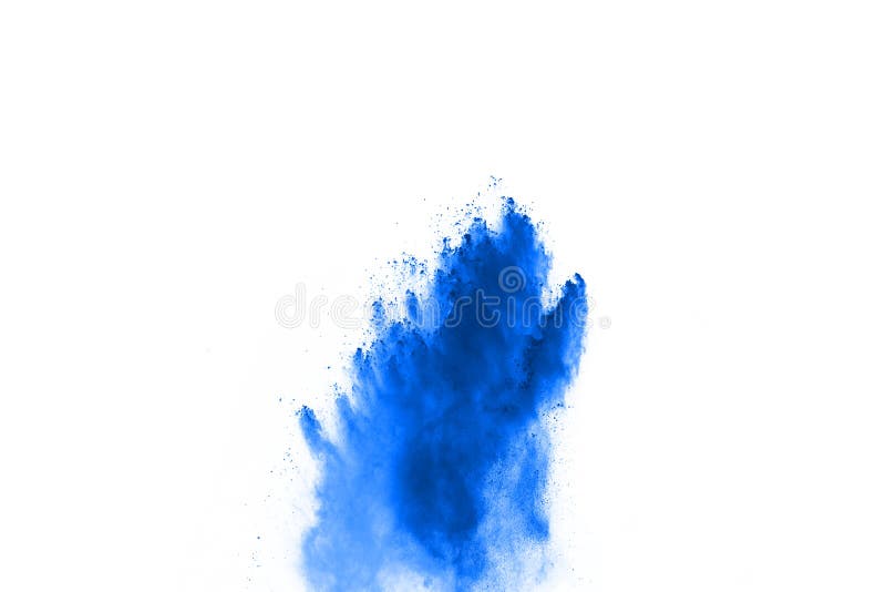 Blue Powder Explosion on White Background. Stock Image - Image of color ...