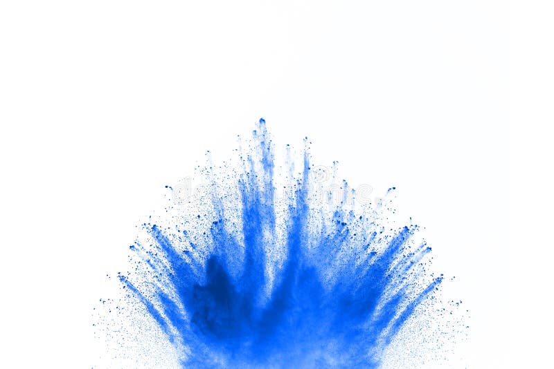 Blue Powder Explosion on White Background. Stock Image - Image of ...