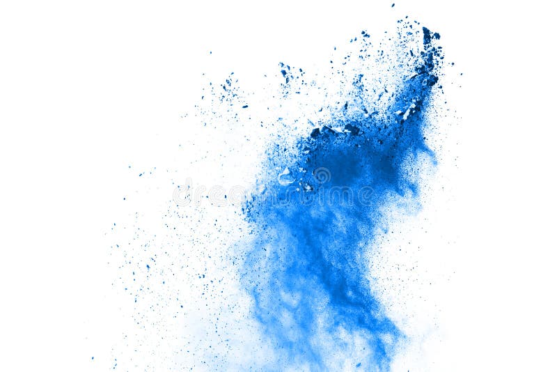 Blue Powder Explosion on White Background. Stock Image - Image of ...