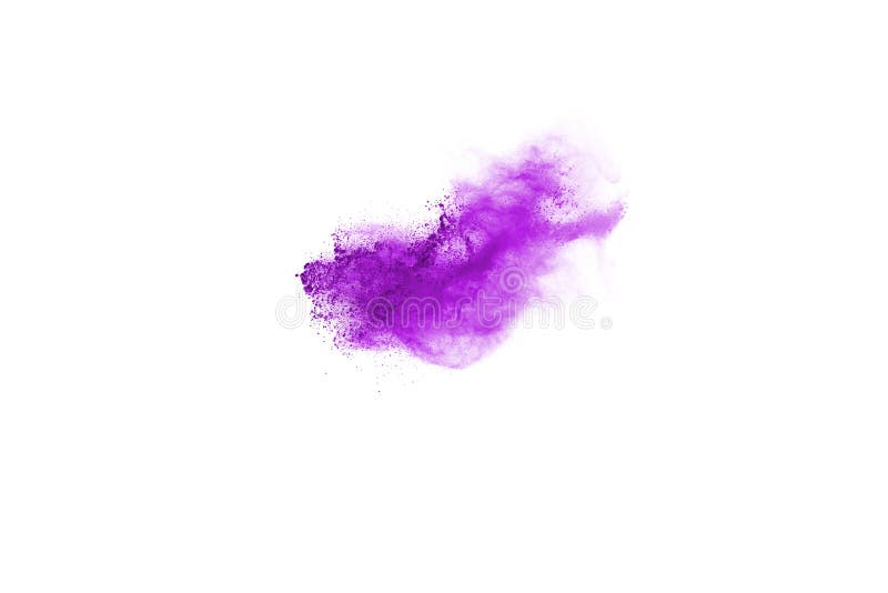 Closeup of a Purple Dust Particle Explosion Isolated on White. Stock ...