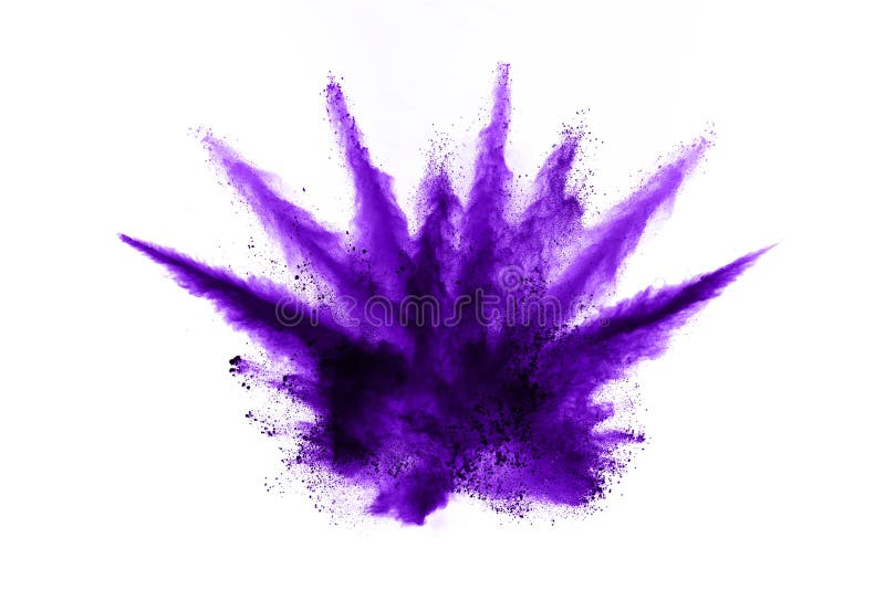Closeup of a Purple Dust Particle Explosion Isolated on White. Stock ...