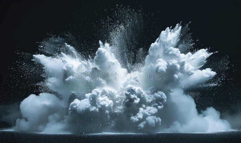 Powder Explosion Creating a White Cloud on Black Background Stock Photo ...