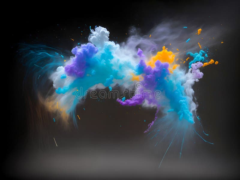 Powder Explosion: Multicolored Chaos on Dark Canvas Stock Illustration ...