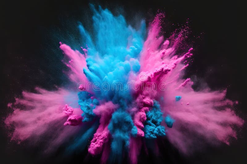 Powder Explosion in Pink and Blue. Exploding Color Powder in Slow ...