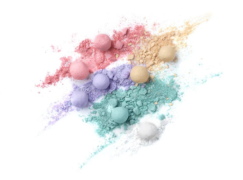 Powder and Highlighter in Balls, Skin Correctors on White Close-up ...