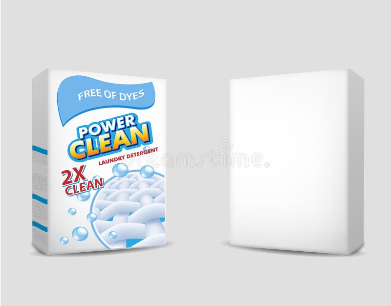 Powder Laundry Detergent Package Mockup Set, Vector Illustration Stock ...
