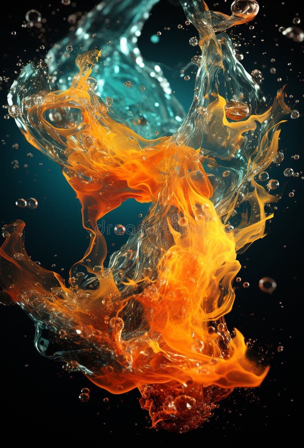 Powder Neon Lights Teal Gold Abstract Splashes Background. Generative ...