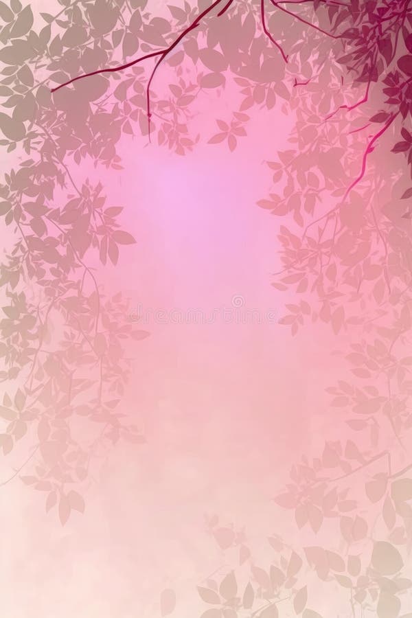 Powder Pink Light Pink Background Silhouettes Leafy Branches Vertical ...
