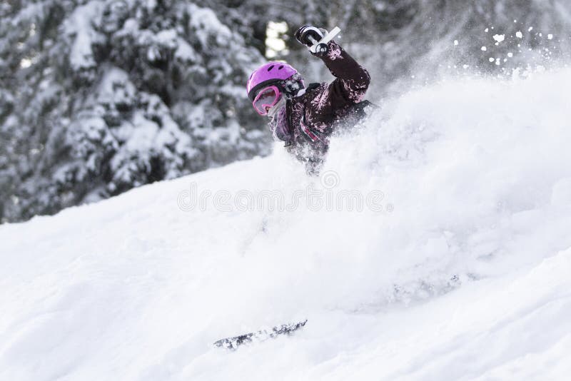 Powder riding stock image. Image of girl, young, helmet - 8127583