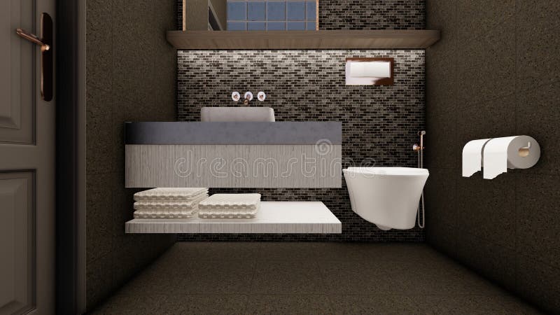 Powder Room Luxury Dark Interior Vanity Close Up Stock Illustration ...