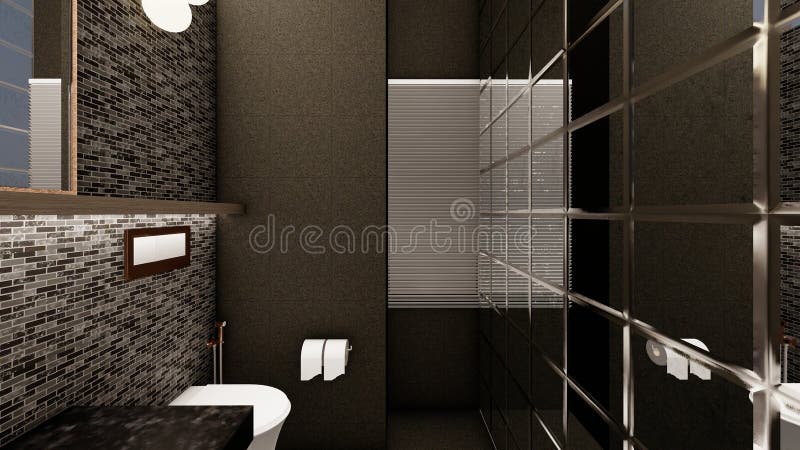 Powder Room Luxury Interior 3d Visualization Stock Illustration ...