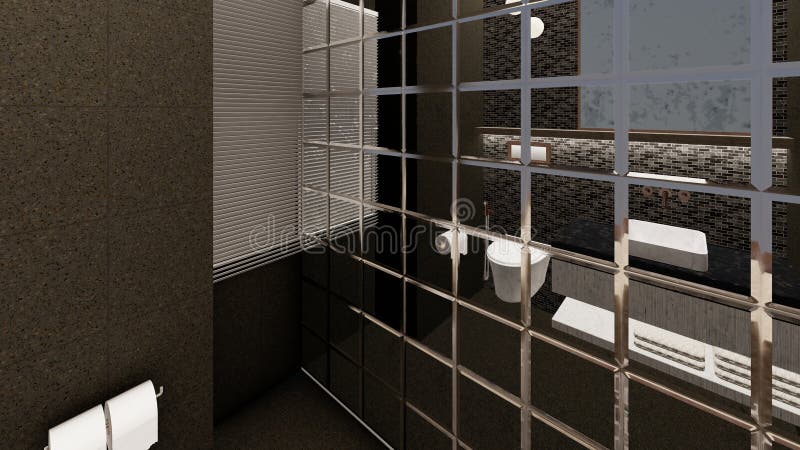 Powder Room Luxury Interior Design Perspective View Stock Illustration ...