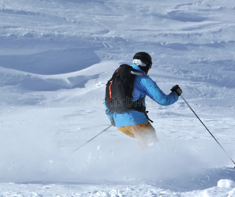 Powder skiing stock photo. Image of sporting, trail, turns - 13256042