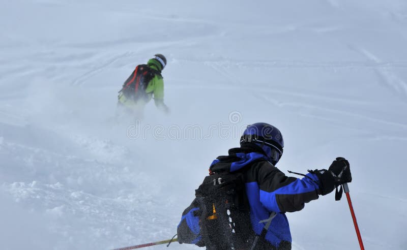 Powder snow skiing stock photo. Image of snow, sporting - 12933542