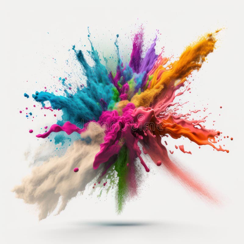 Powder Splash Vibrant Color with White Background Generative AI Stock ...