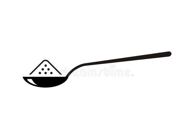 Powder on Spoon. Simple Illustration in Black and White. Stock Vector ...