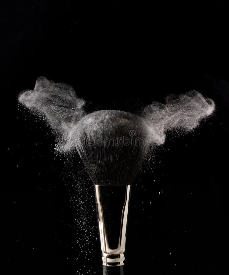 A Powder Brush and White Loose Powder Stock Photo - Image of brown ...