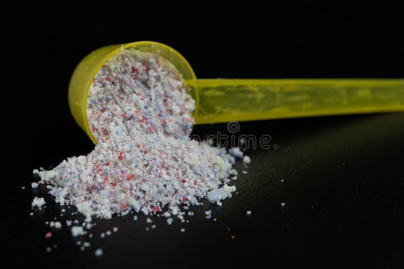 Powder and Tablets for the Dishwasher on the Kitchen Table. Cleaning ...