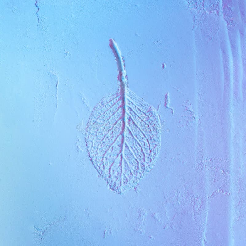 Powder Texture with Creative Leaf Impression. Neon Blue and Violet ...