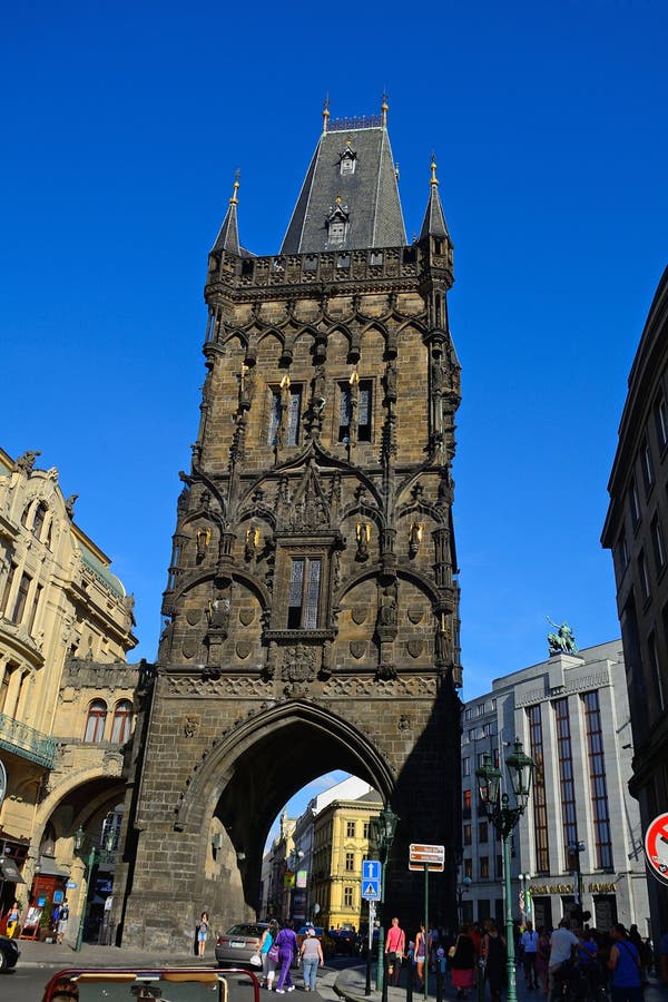 Powder Tower, Prague, Czech Republic Editorial Photo - Image of relief ...