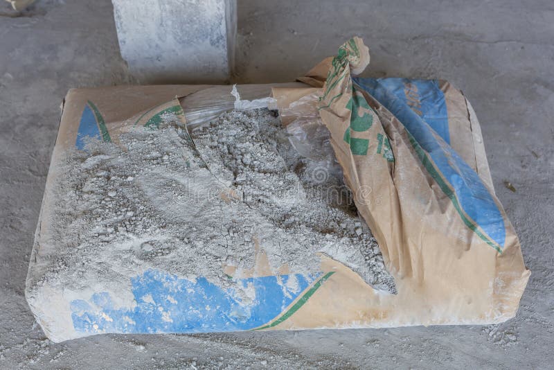 Cement is a Powder Ground from Broken Bags. Stock Photo - Image of ...