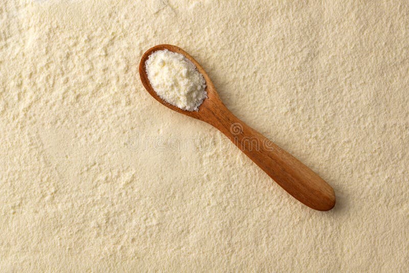 Powdered Milk with Nutrients in the Spoon Stock Photo - Image of ...