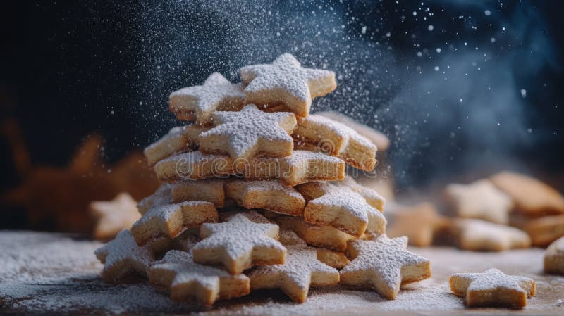 Powdered Sugar Dusted Star-Shaped Cookies Stock Illustration ...