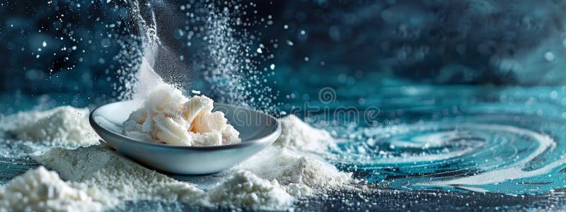 Powdered Sugar Dusting Over a Bowl in a Dramatic Setting Stock Photo ...