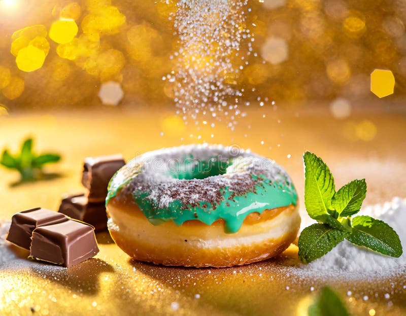 Powdered Sugar Falls on a Donut Stock Illustration - Illustration of ...