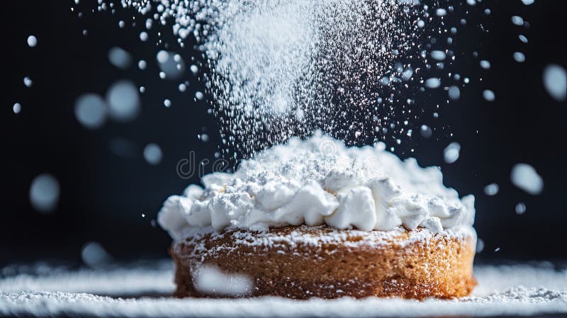 Powdered Topping Falling Like Snow Over Summer Treat . Stock Image ...