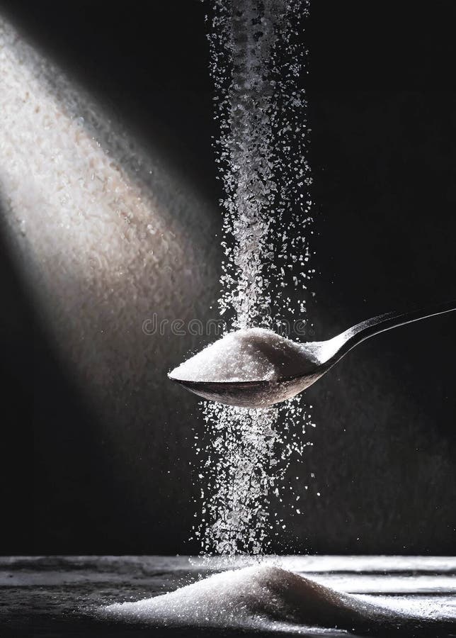 Powdered White Sugar, Falling into a Spoon Stock Illustration ...